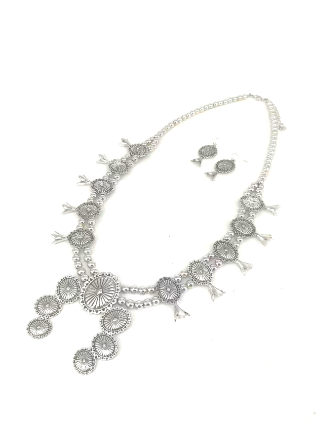 Western Metal Squash Blossom Necklace Set – SNOWINGWEST