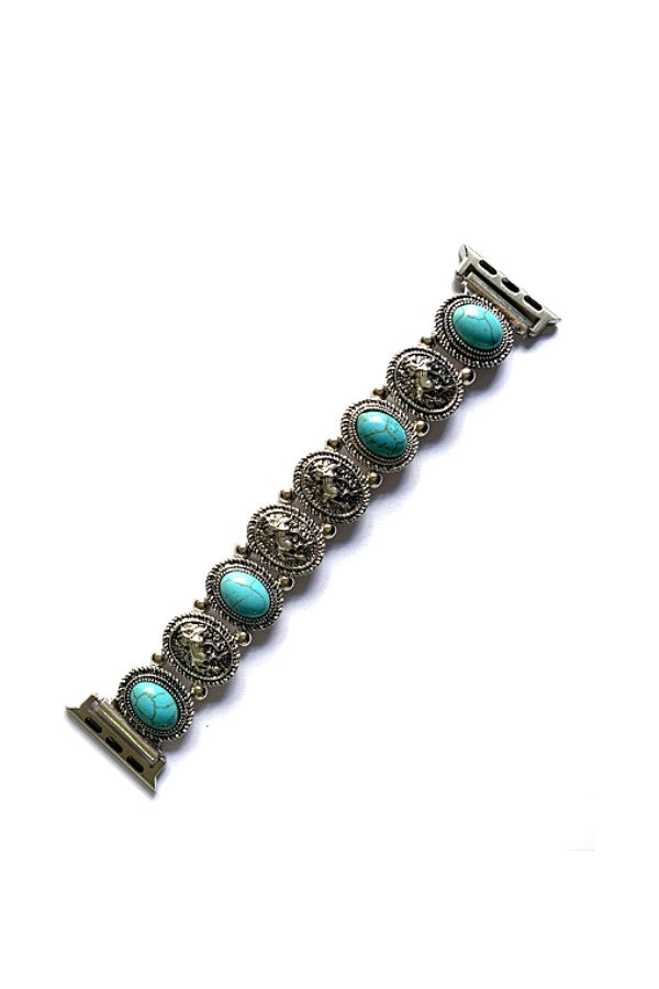 WESTERN TURQUOISE CONCHO STRETCH APPLE WATCH BAND – SNOWINGWEST
