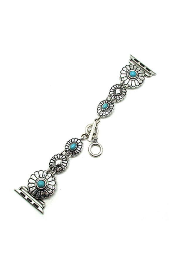 WESTERN TURQUOISE CONCHO APPLE WATCH BAND – SNOWINGWEST