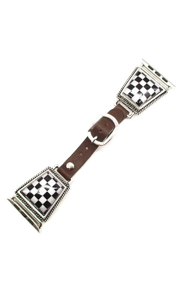 WESTERN CHECKER GENUINE LEATHER APPLE WATCH BAND – SNOWINGWEST