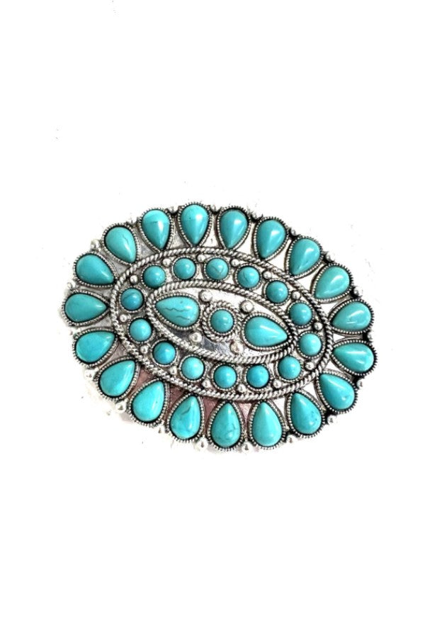 WESTERN TURQUOISE STONE CONCHO BELT BUCKLE – SNOWINGWEST